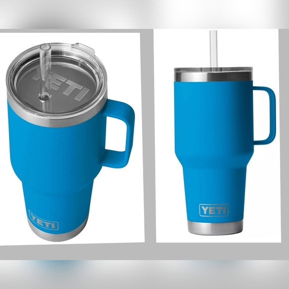 Yeti | Dining | Yeti 35 Oz Rambler Mug W Straw Lid Bw Blue New | Poshmark